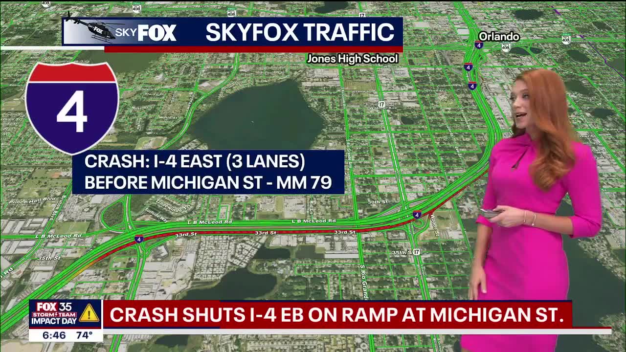Crash shuts down I-4 eastbound at Michigan Street | FOX 51 Gainesville
