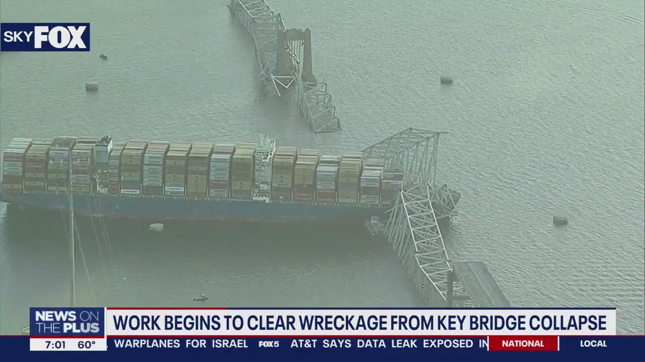 No timeline announced as work begins to clear Key Bridge collapse ...