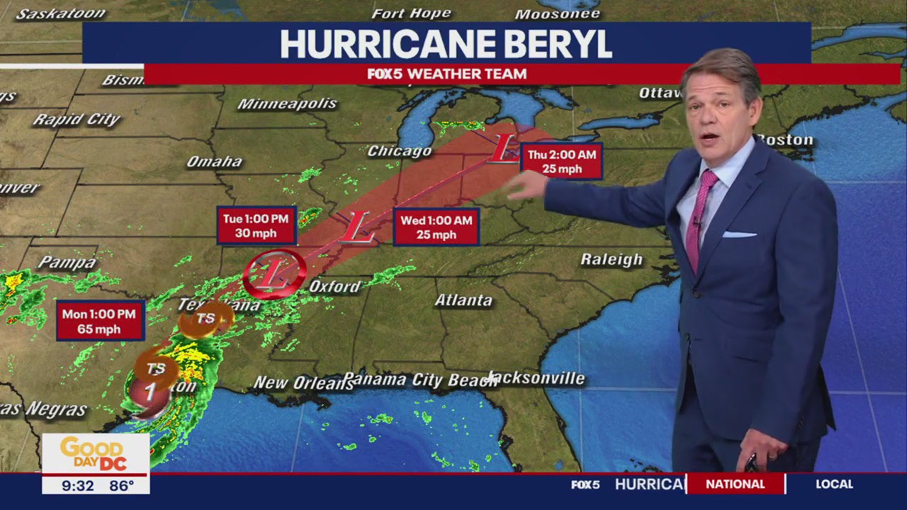 Beryl path tracker: Could hurricane remnants impact DC this week? | FOX ...