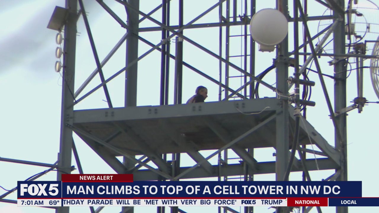 Man climbs cell tower in northwest DC | FOX 5 DC