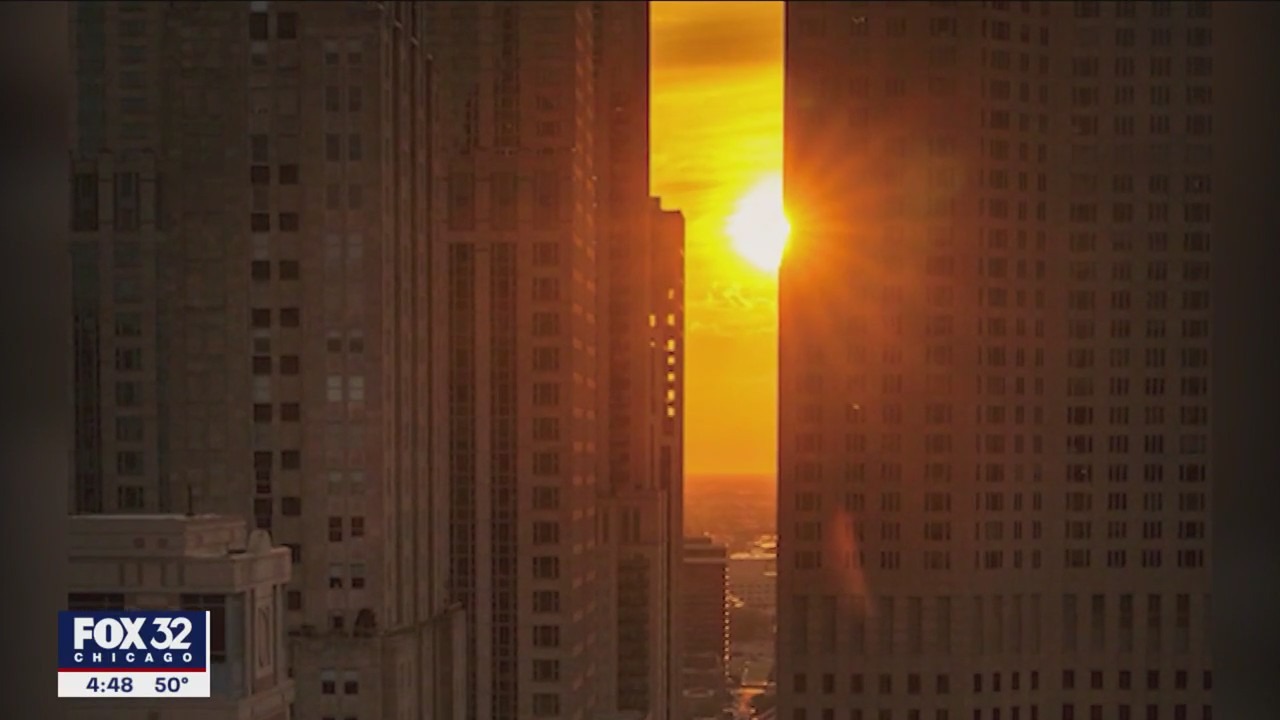 Watch: Magnificent 'Chicago Henge' seen downtown | FOX 32 Chicago