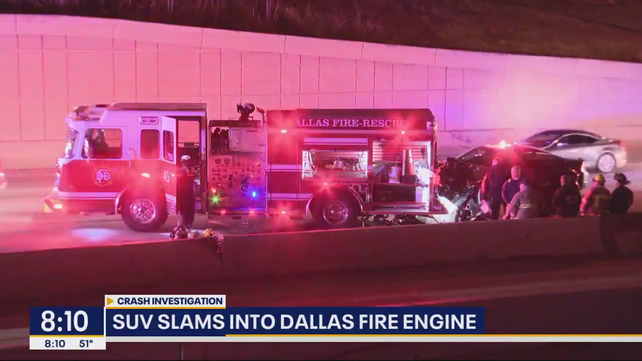 SUV crashes into Dallas fire engine protecting emergency vehicles on I ...