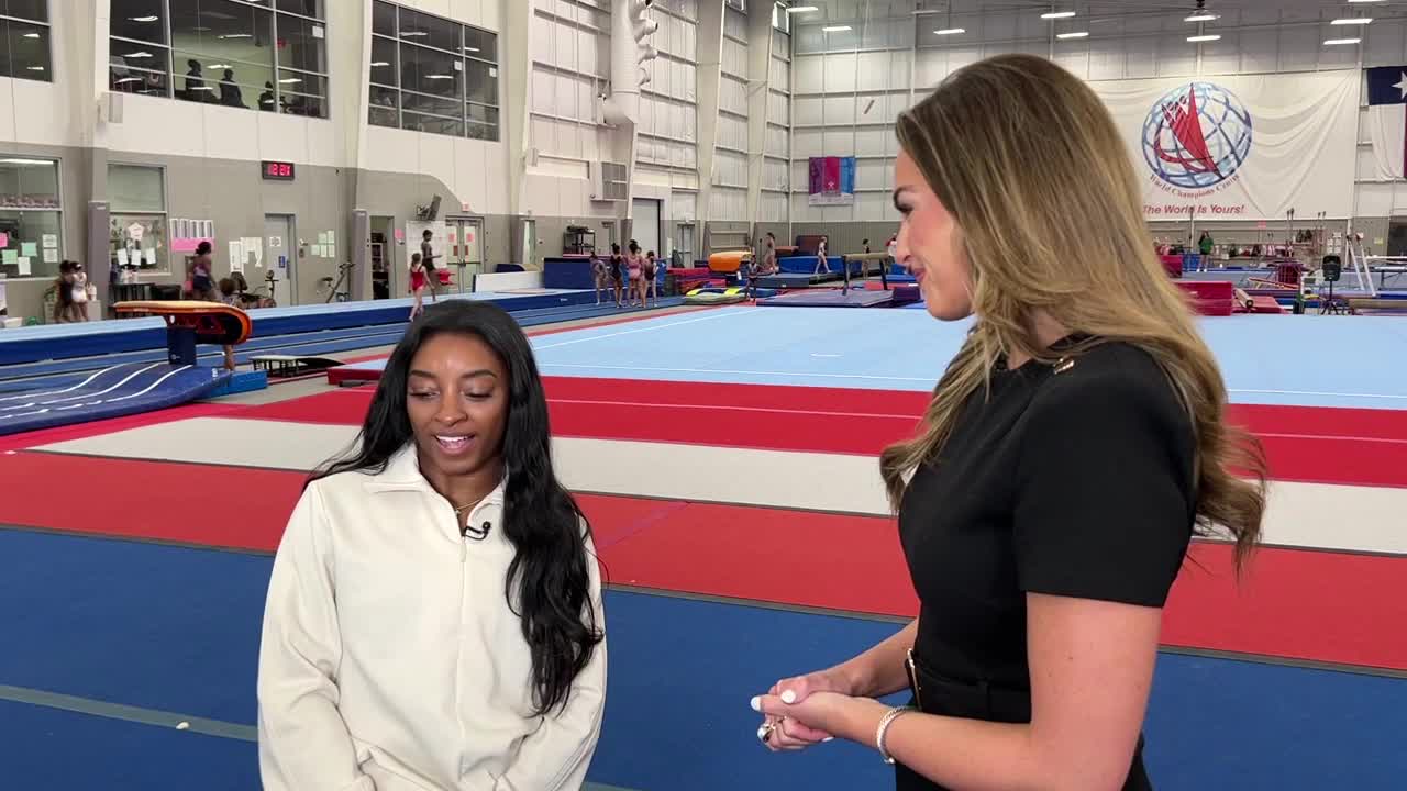Simone Biles talks with FOX 26's Caroline Collins | FOX 26 Houston