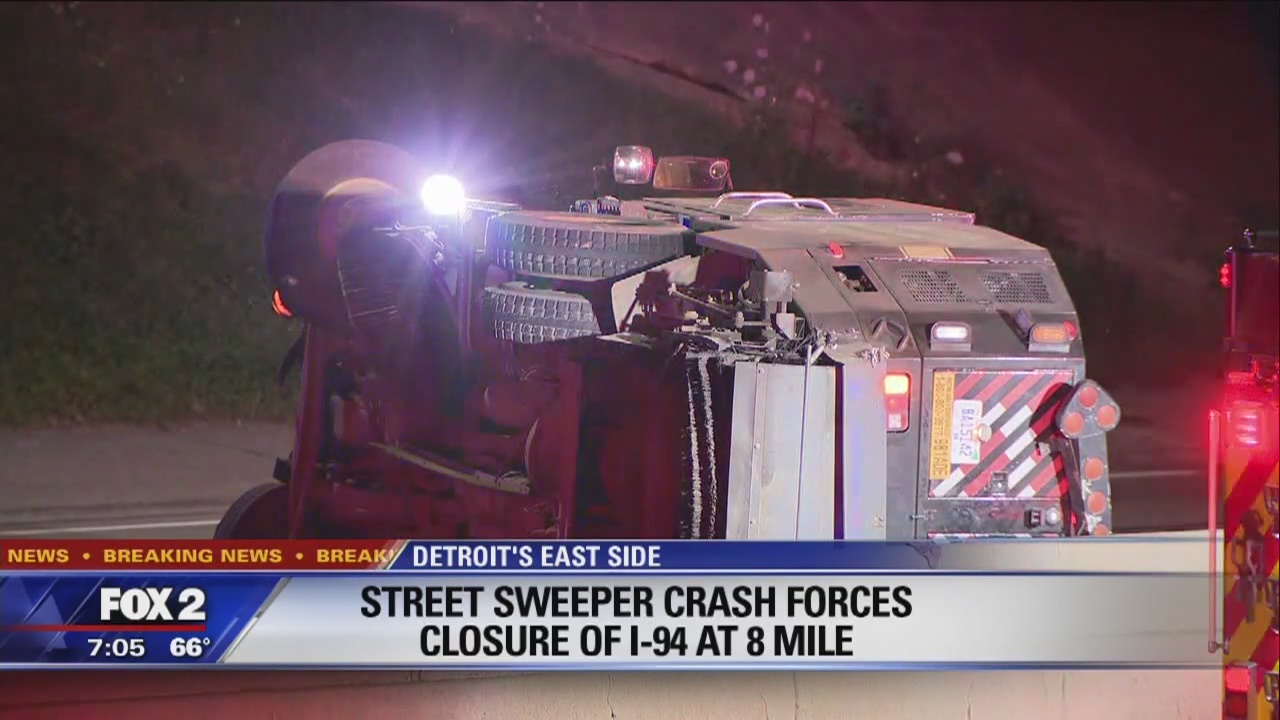 Drivers hit concrete chunks after street sweeper accident on I-94 in ...