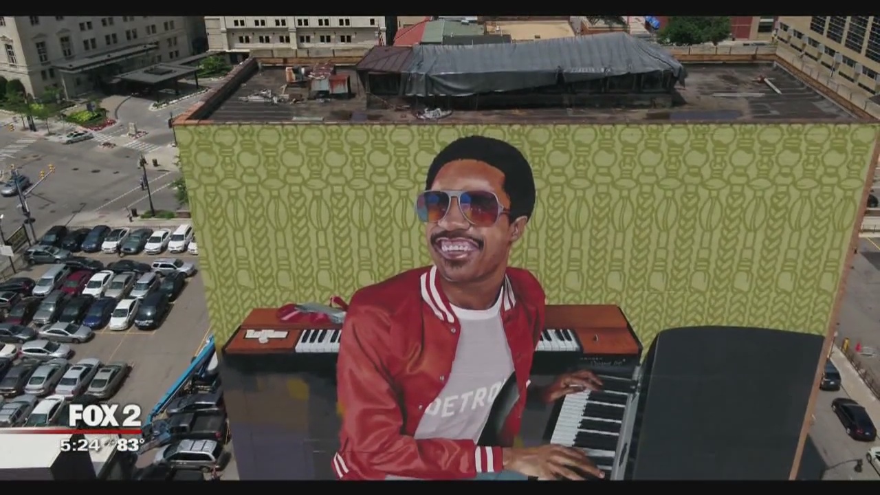 Drone Zone: The Stevie Wonder mural downtown Detroit | FOX 2 Detroit