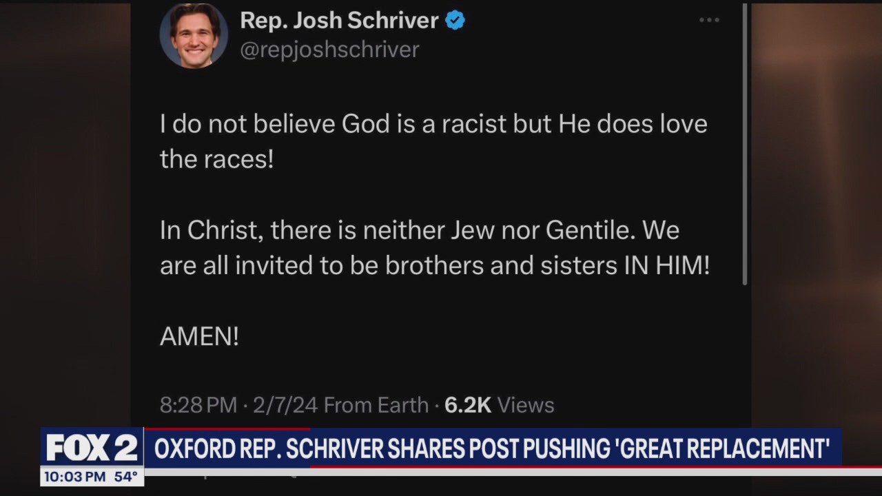 Rep. Schriver criticized for 'great replacement' post | FOX 2 Detroit