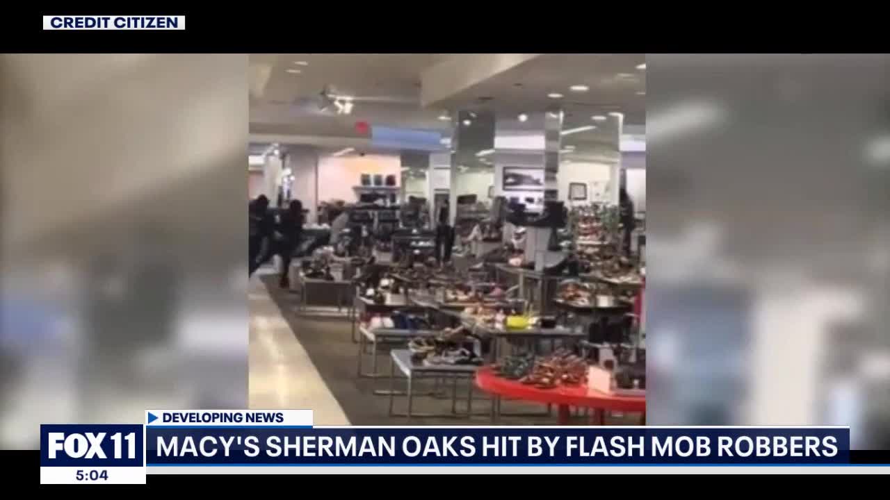 Masked thieves swarm LA-area Macy's as stunned shoppers look on | FOX ...