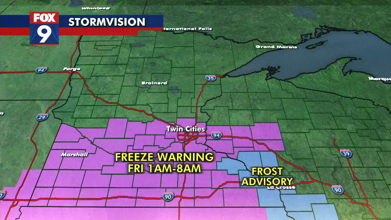 MN weather: Freeze warning for Friday morning | FOX 9 Minneapolis-St. Paul