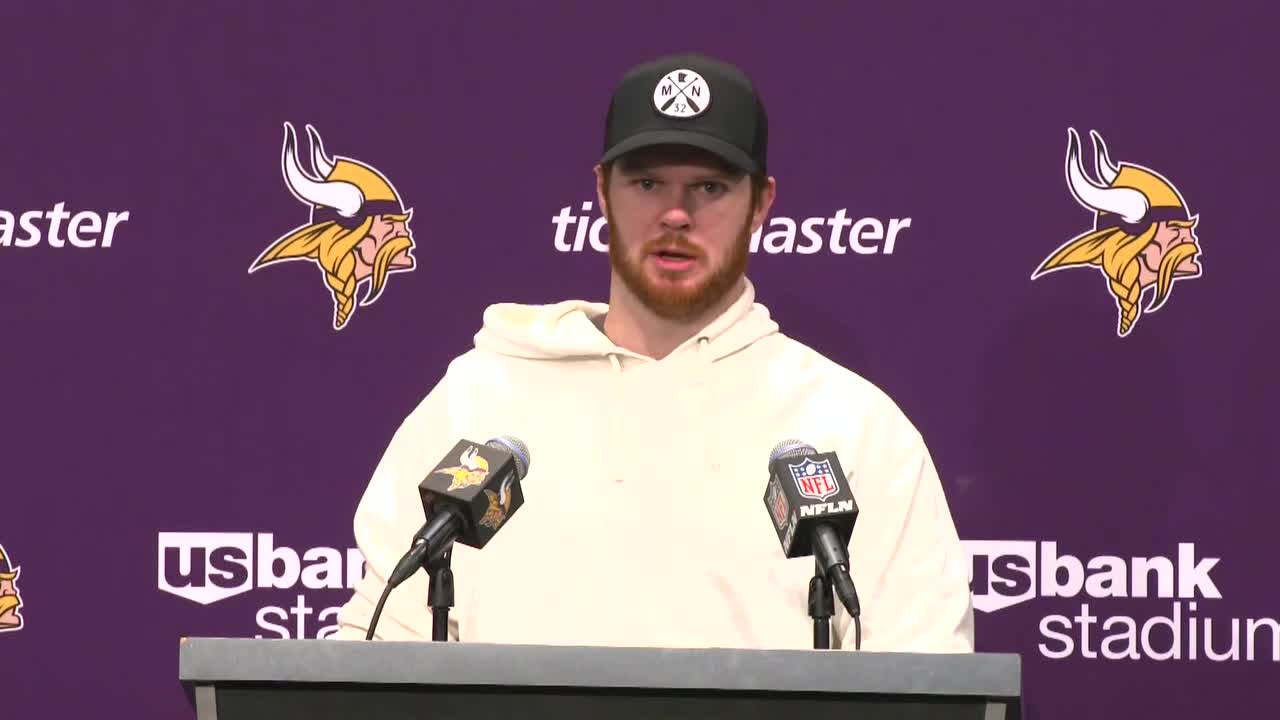 Sam Darnold reacts after Vikings beat Bears 30-12 | FOX 9 Minneapolis ...