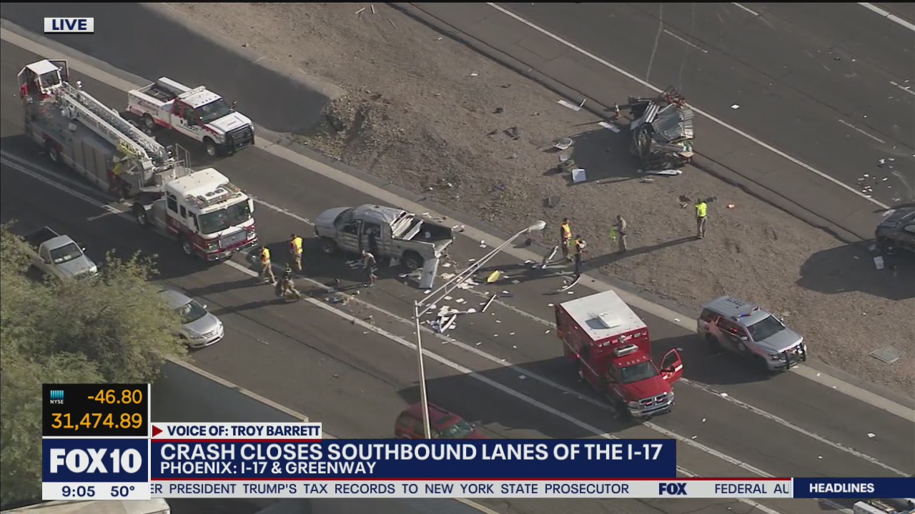 Southbound I-17 closed at Greenway due to multi-vehicle crash | FOX 10 ...