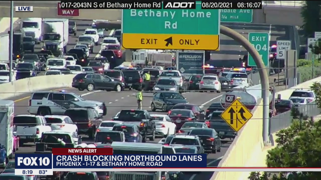 Northbound I-17 closed in North Phoenix due to crash | FOX 10 Phoenix