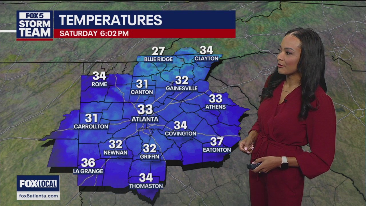Saturday night temperatures dip below freezing | FOX 5 Atlanta