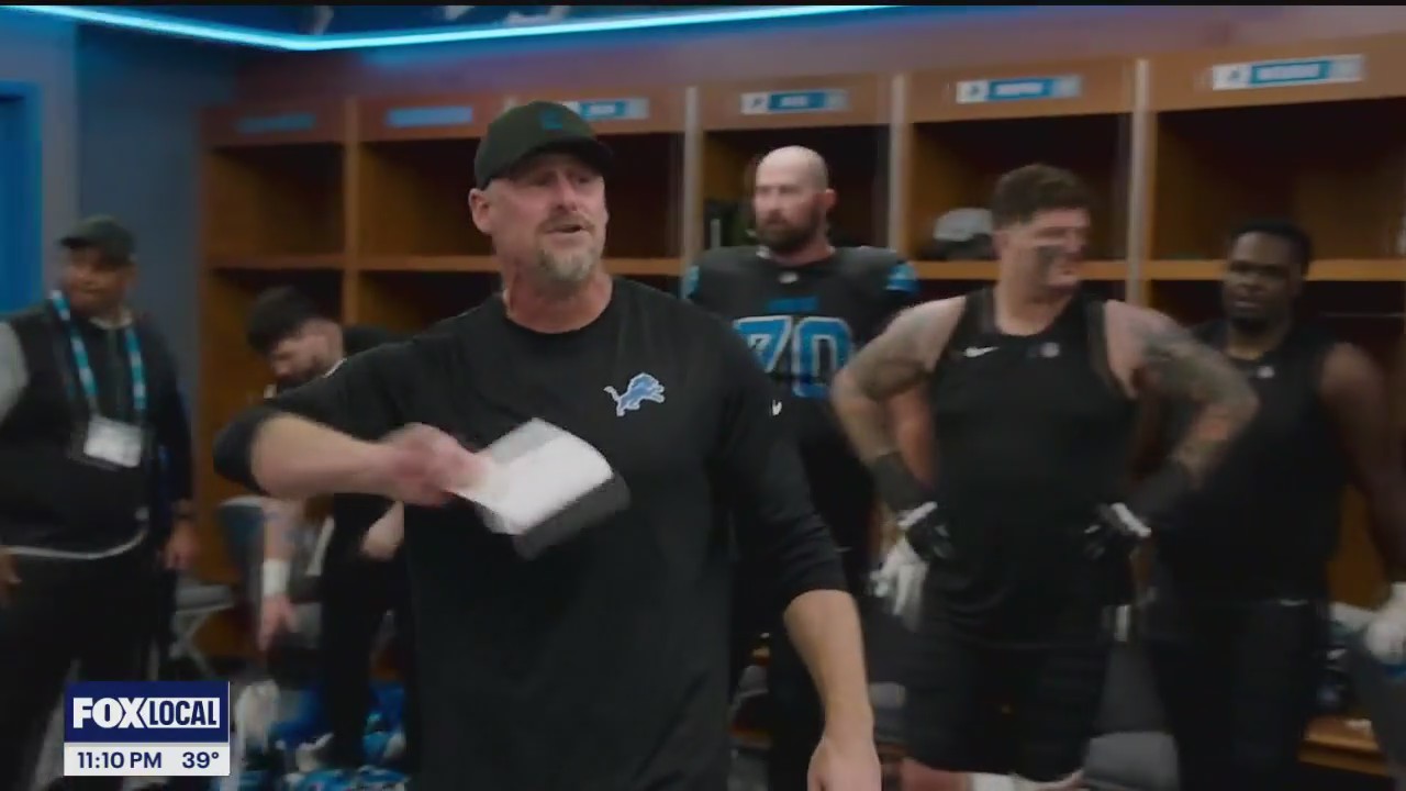 Dan Campbell locker room speech following win over the Giants | FOX 2 ...