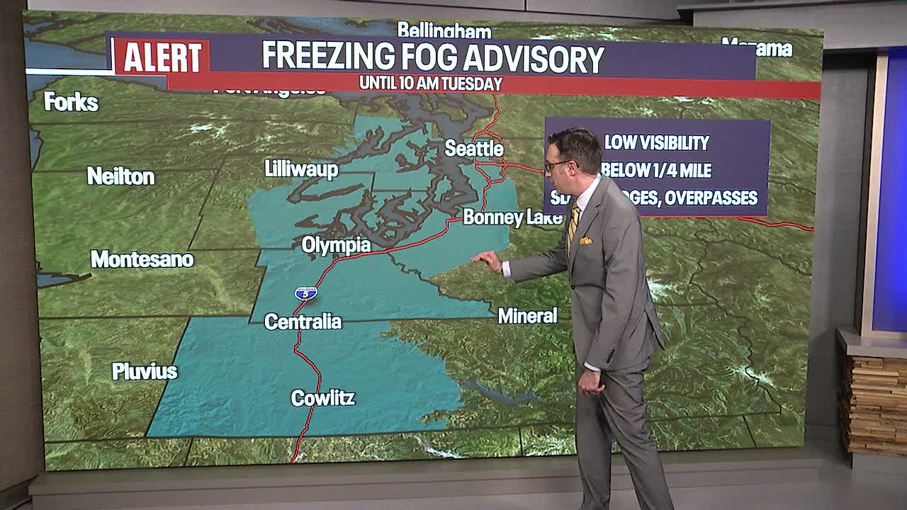 Freezing Fog Advisory in effect until 10 a.m. Tuesday | FOX 13 Seattle