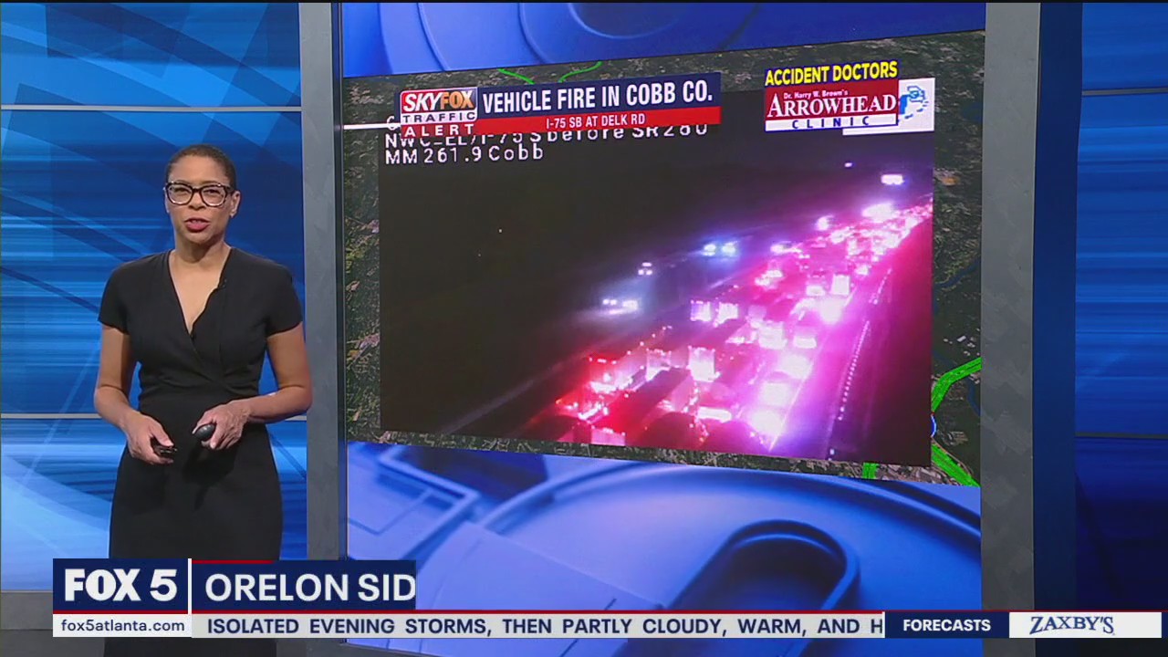 TRAFFIC ALERT: All lanes blocked on I-75SB at Delk Road | FOX 5 Atlanta