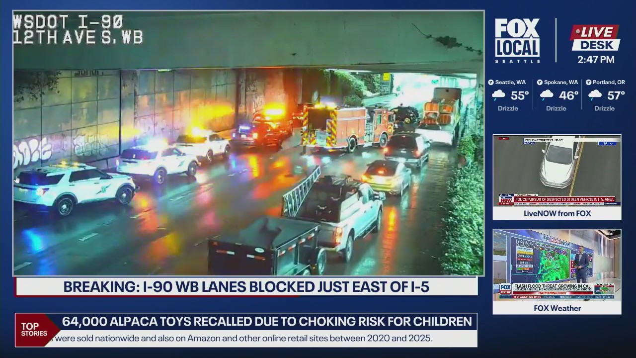 Several injured in 3-car crash on I-90 near Seattle | FOX 13 Seattle