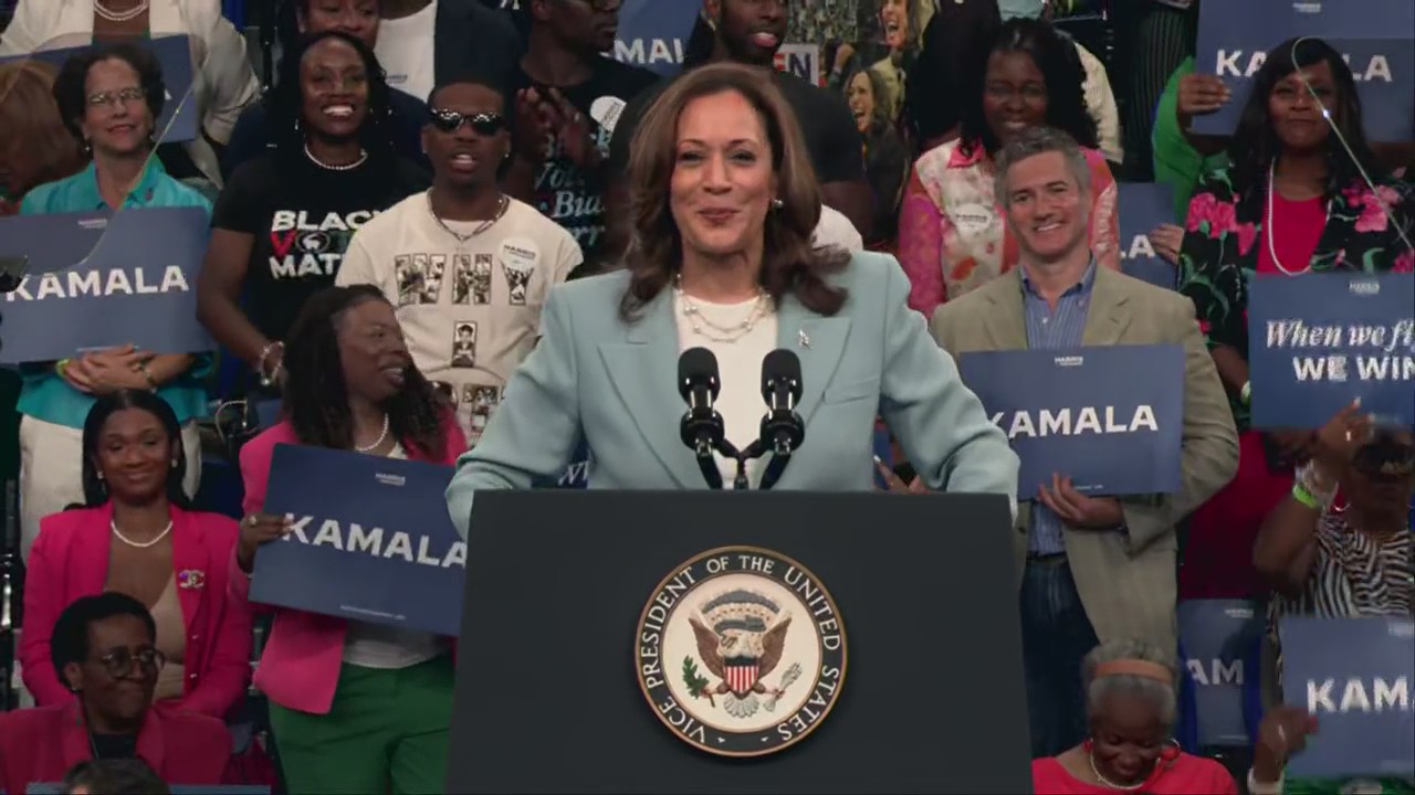 Harris challenges Trump to debates at Atlanta rally | FOX 5 Atlanta