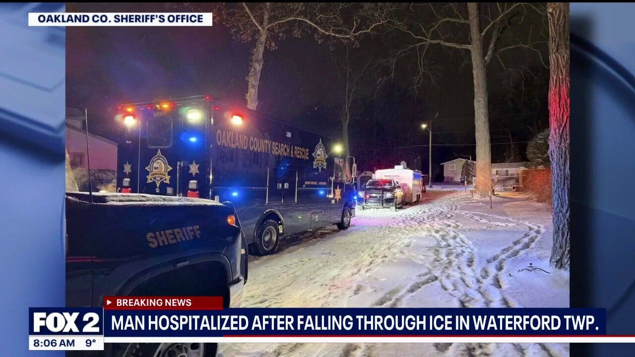 Man rescued after falling through ice on Pleasant Lake | FOX 2 Detroit