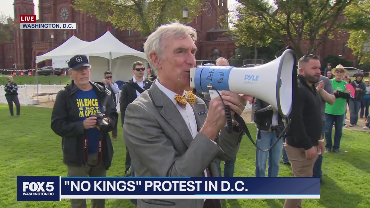 Bill Nye the Science Guy speaks at "No Kings" rally in D.C. | FOX 5 DC