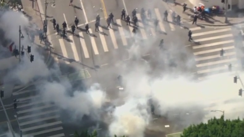 Tear gas deployed at downtown LA protests | FOX 11 Los Angeles