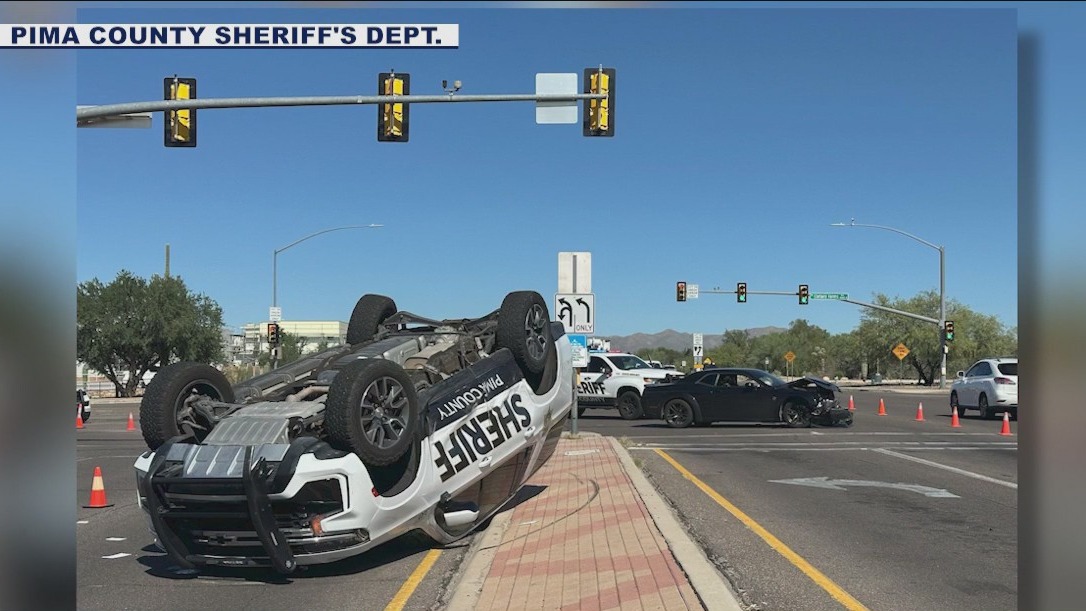 Pima County deputy's SUV flips upside down in collision | FOX 10 Phoenix