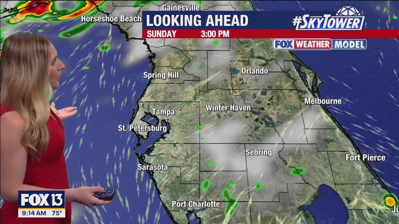 Tampa weather | Spotty showers on Sunday evening | FOX 13 Tampa Bay