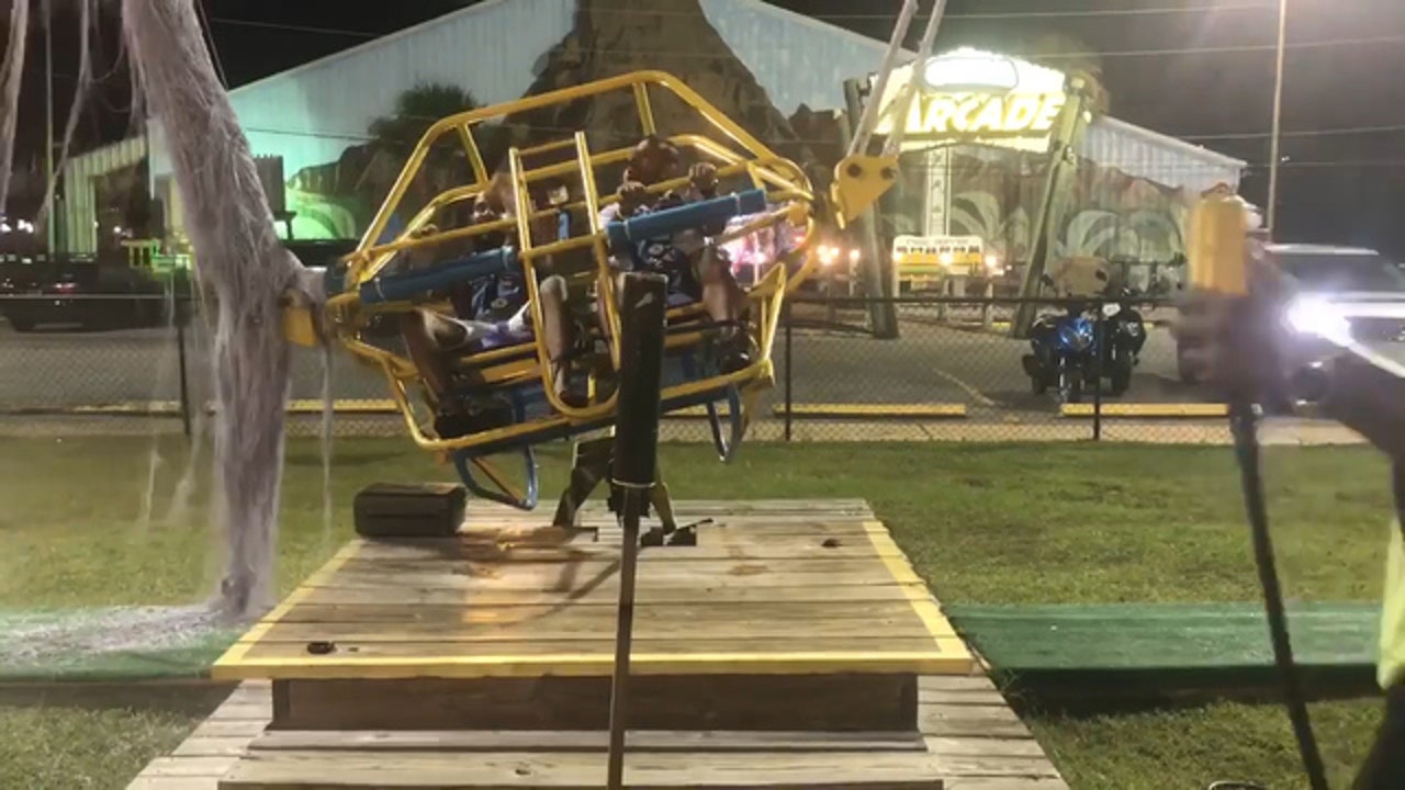 Cable snaps seconds before slingshot ride launches