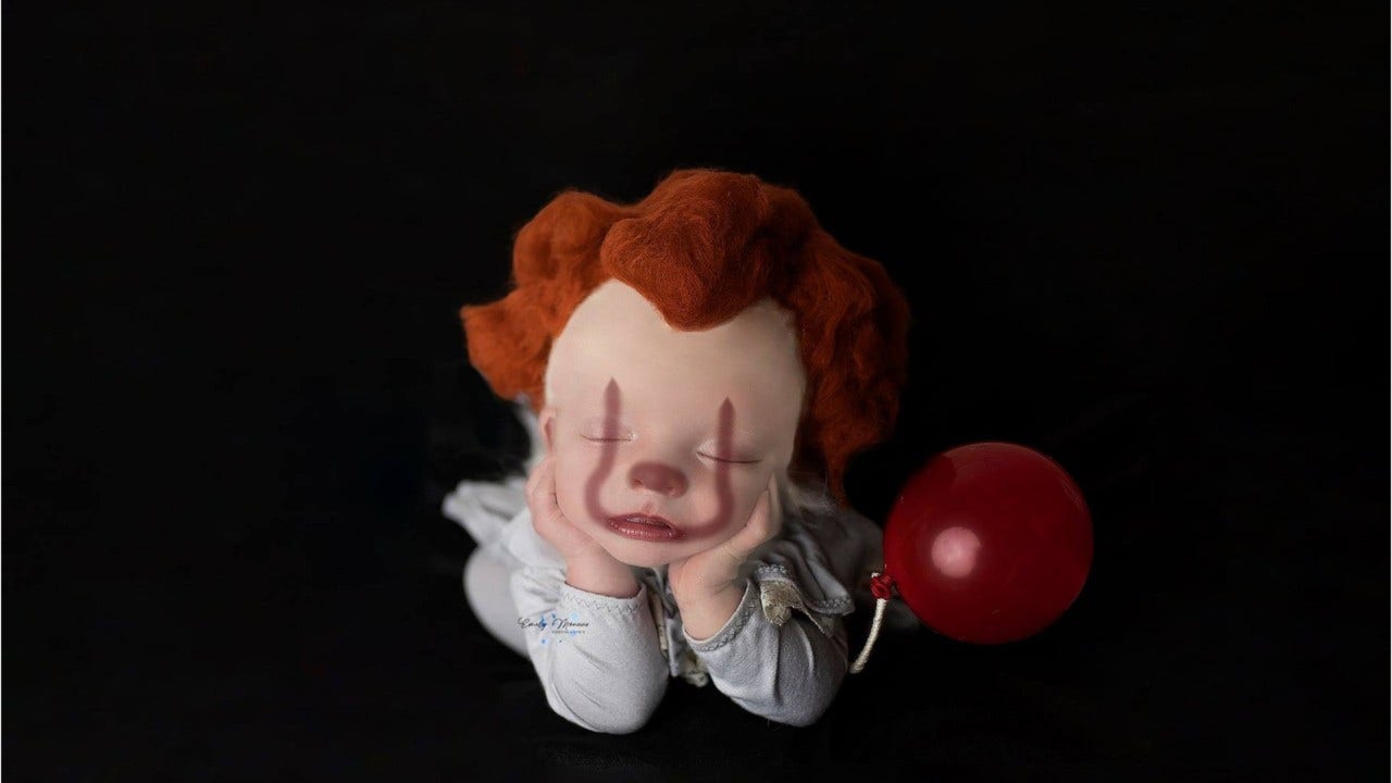 Newborn transformed into Pennywise for ‘It’-themed photo shoot