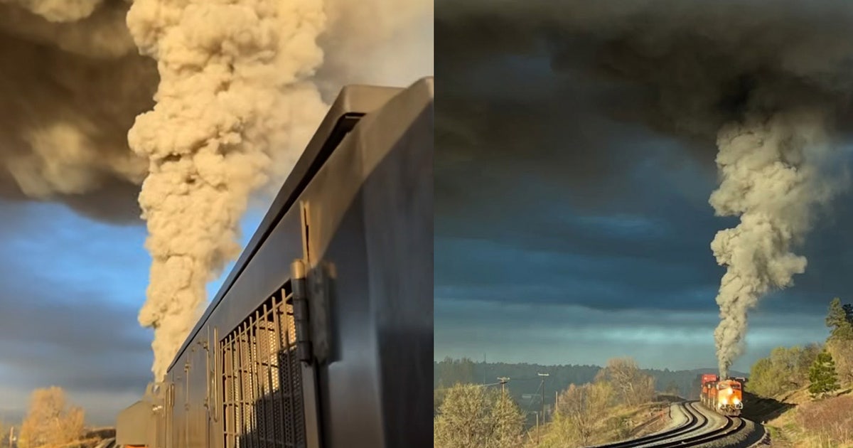 Train catches fire in Flagstaff, sends large plume of smoke into air ...