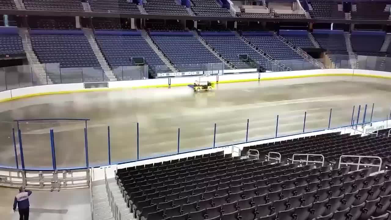 Crews putting down ice at Amalie Arena