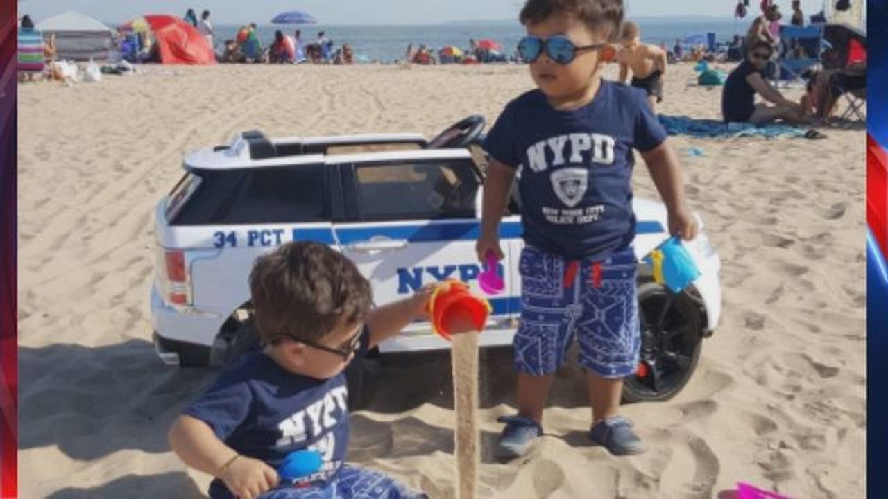 VIDEO: Twin toddlers on ‘Baywatch' patrol in Coney Island