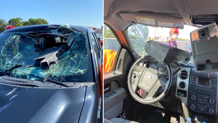 Florida driver 'lucky to be alive' after large piece of metal smashes ...