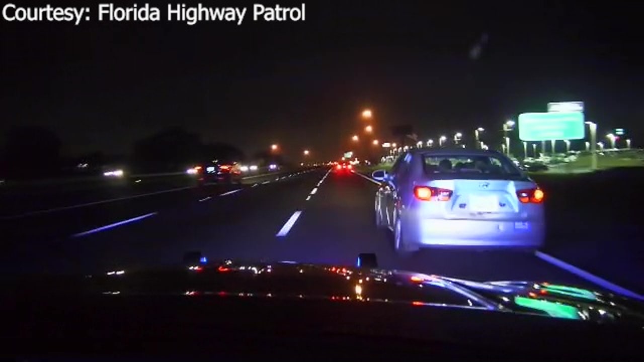FHP dashcam video shows car going airborne, crashing into Gator Ford