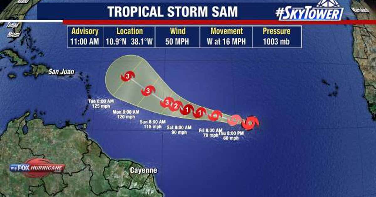 Tropical Storm Sam forms; expected to become major hurricane next week ...
