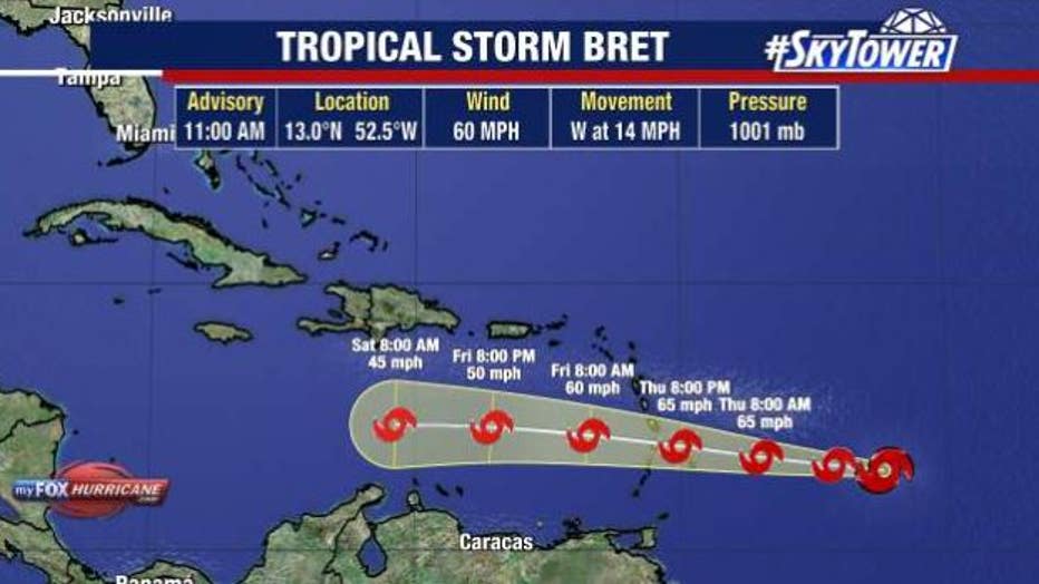 Tropical Storm Bret Expected To Strengthen But Not Become A Hurricane