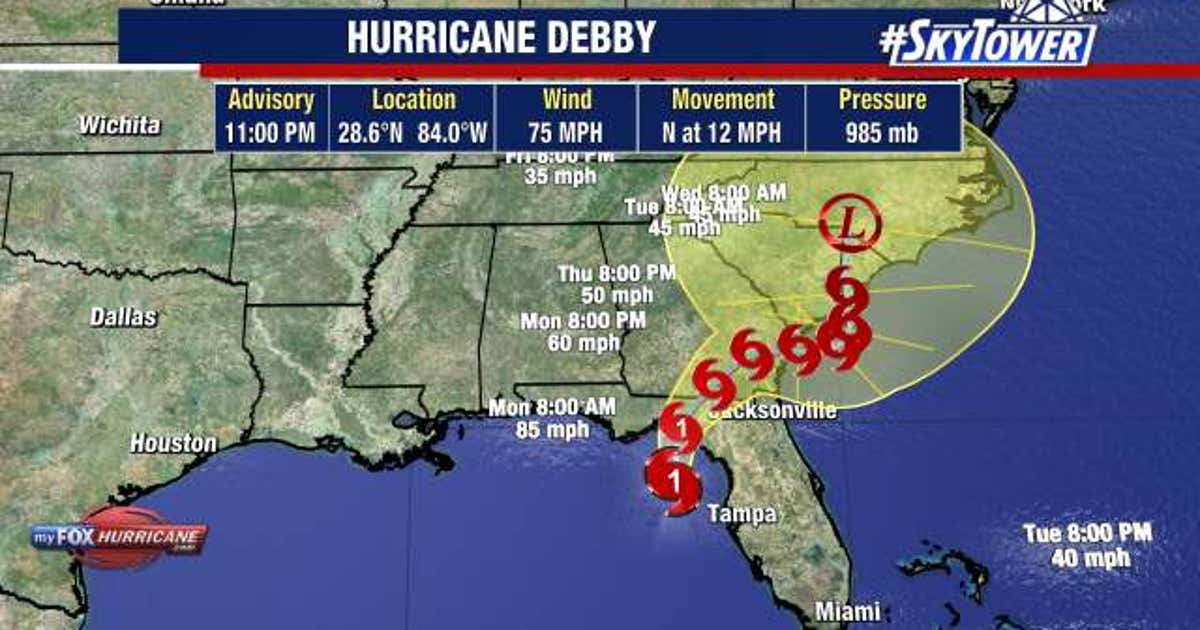 Debby becomes Category 1 hurricane ahead of expected landfall in ...