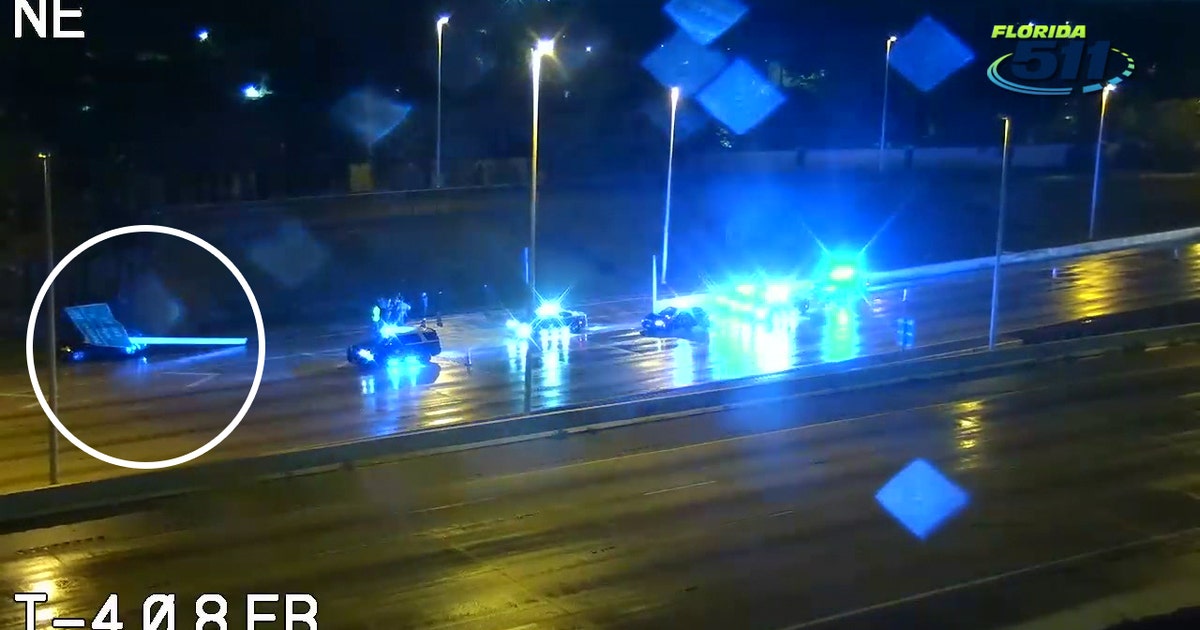 Hurricane Helene: Highway sign on top of car traveling on I-4 in Tampa ...