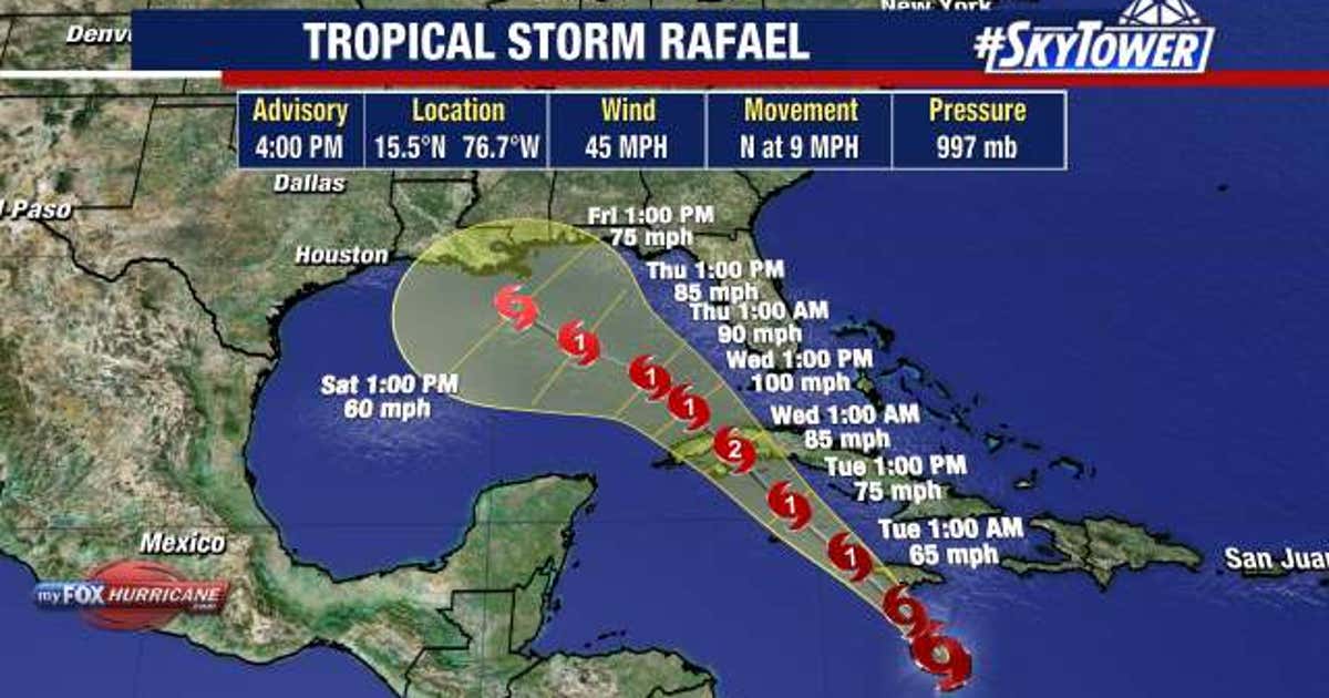 Tropical Storm Rafael forms, expected to move into the Gulf of Mexico ...