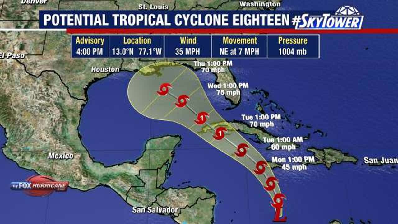 Potential Tropical Cyclone 18 forecast to become Tropical Storm Rafael, expected to stay west of ...