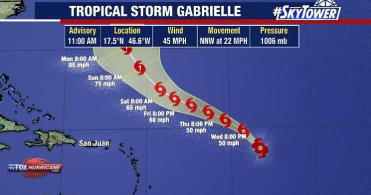 Tracking Tropical Storm Gabrielle and two separate disturbances | FOX ...