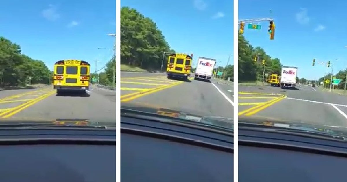 WATCH: School bus, FedEx truck go head to head on NJ road | FOX 26 Houston