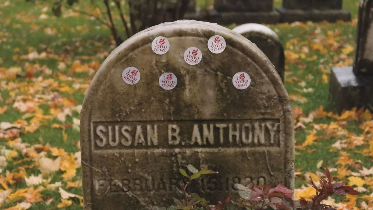 Susan B. Anthony's grave decorated with 'I Voted' stickers | FOX 26 Houston