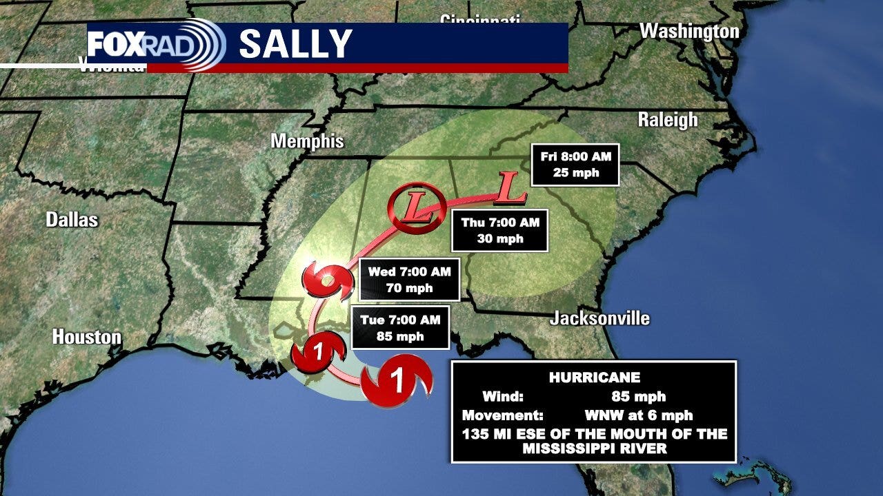 Hurricane Sally strengthens to Category 2, maximum winds up to 100 MPH ...
