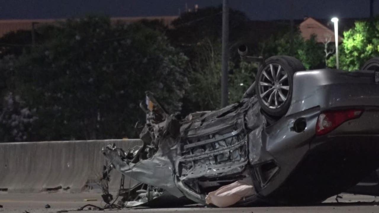 Driver Killed After Car Flips Catches Fire On Gulf Fwy Police Fox