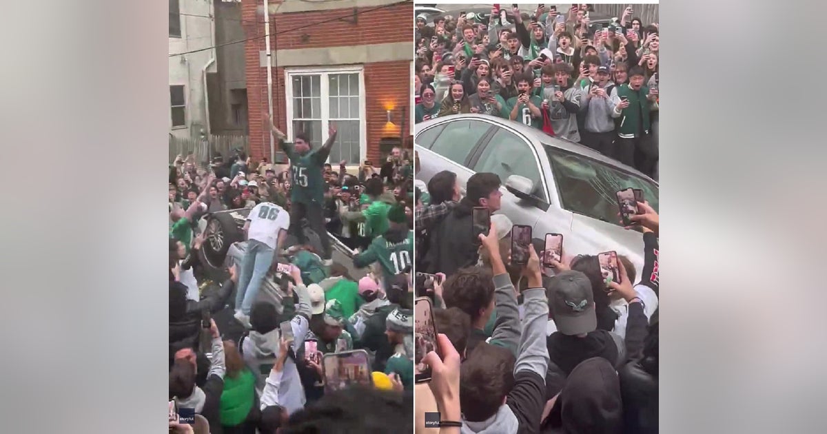 Crowd flips car near Temple University's campus ahead of Super Bowl ...