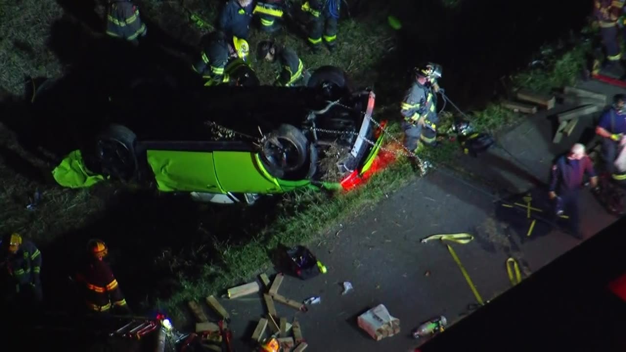 Car Flipped Into Ditch In Critical Northeast Philadelphia Crash Fox