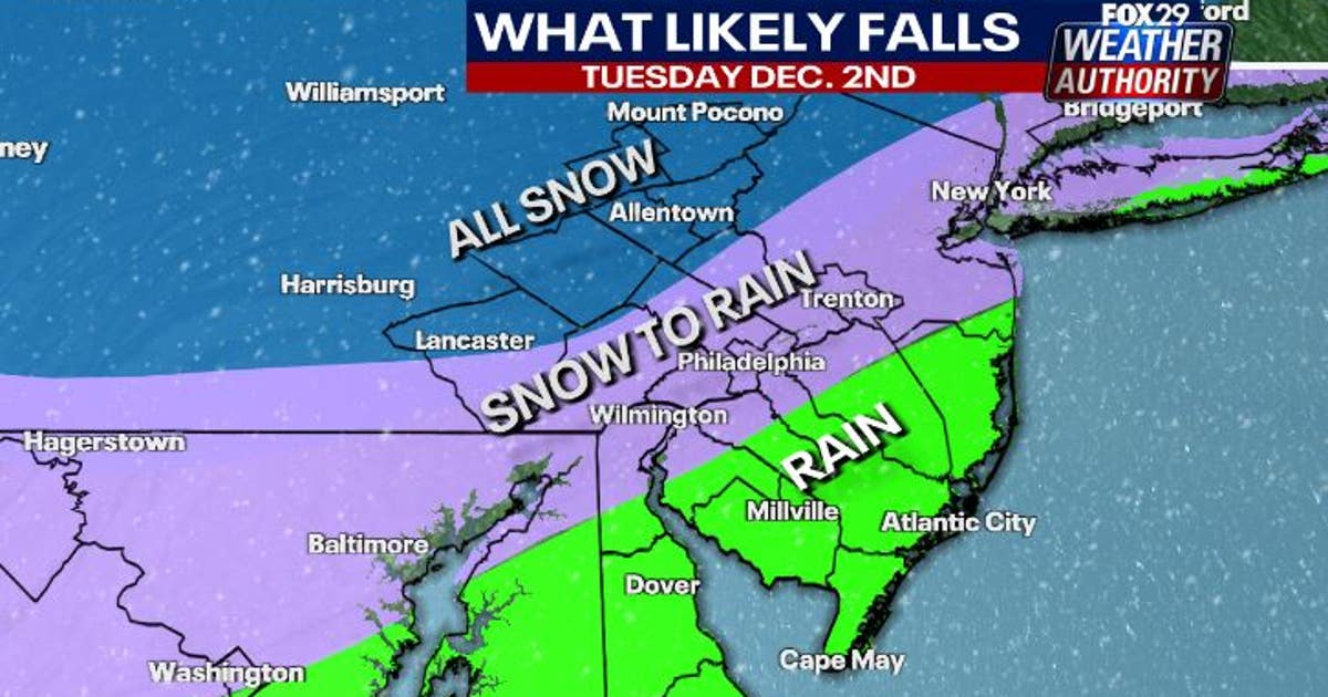 Here's how much snow PA, NJ could see from Tuesday's storm | FOX 29 ...