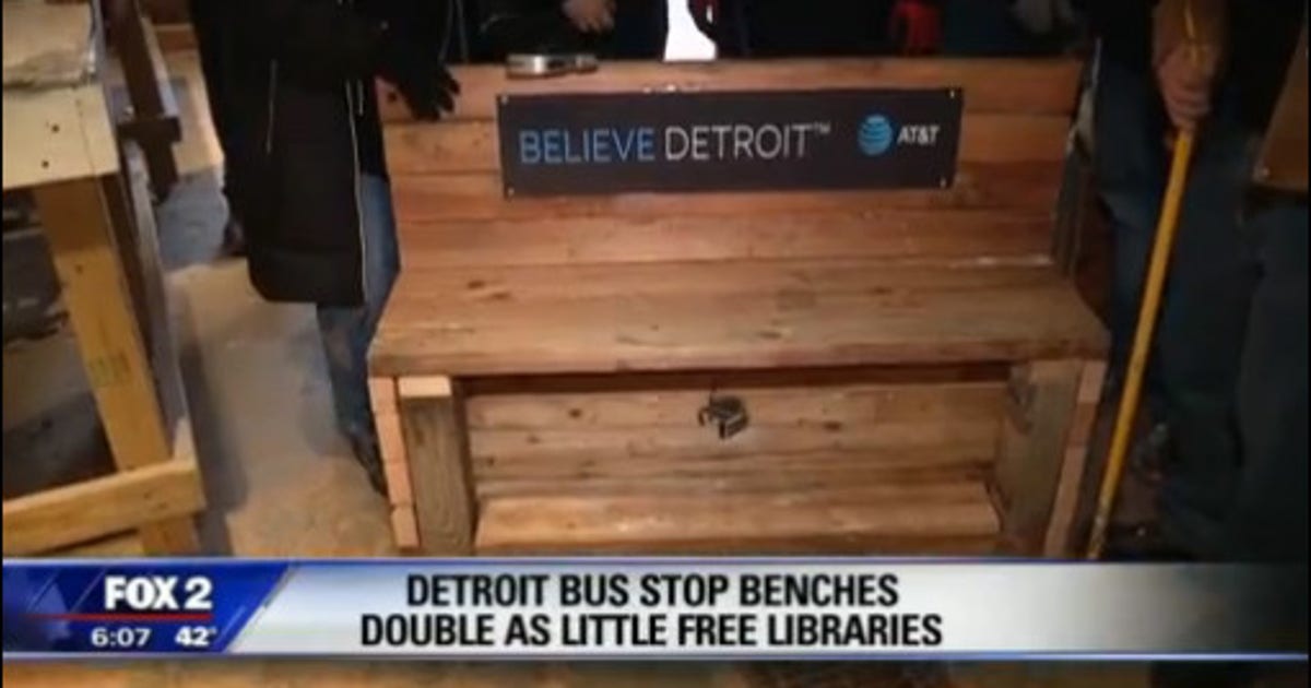 New Detroit bus stop benches double as little free libraries | FOX 2 ...