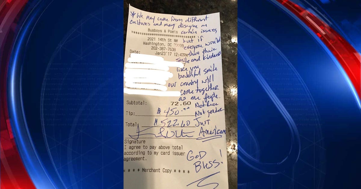 Server receives huge tip, uplifting message on receipt | FOX 2 Detroit