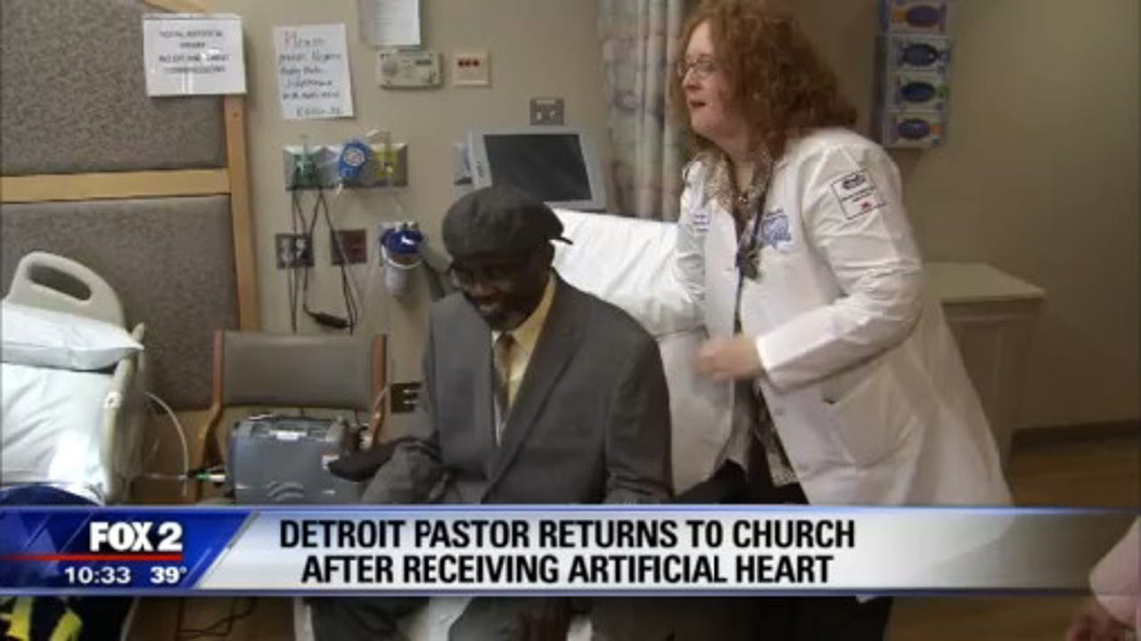 Detroit pastor returns to church after receiving artificial heart | FOX ...